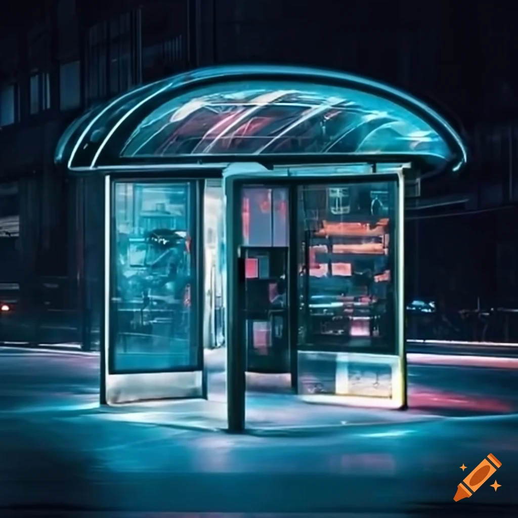 Futuristic london bus stop in 2029 on Craiyon