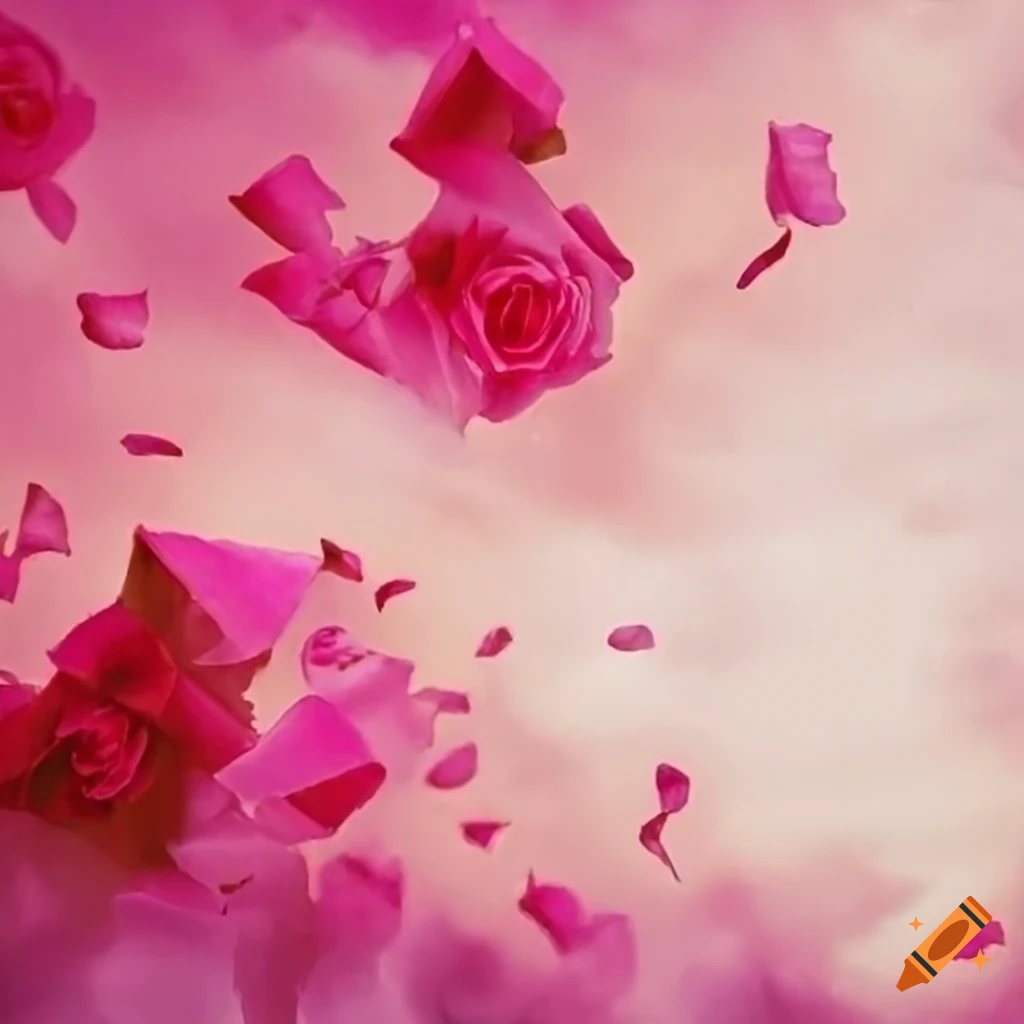 Cubist roses falling from rain clouds on Craiyon