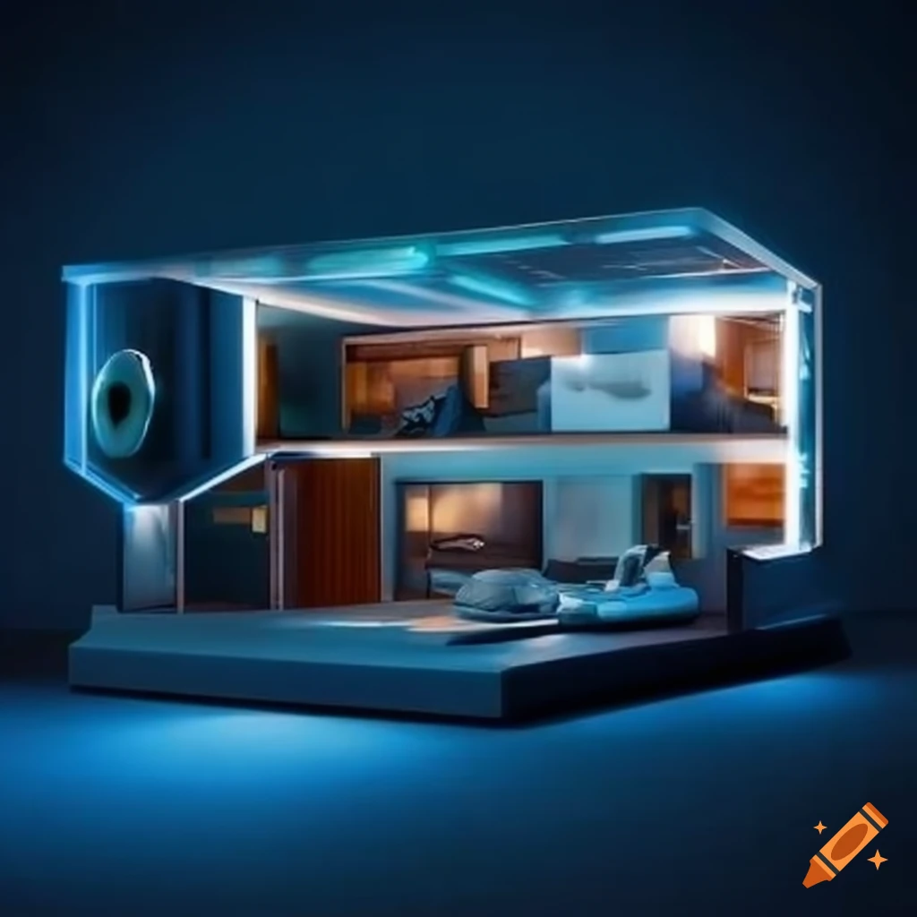 Modern house shaped like a gaming pc on Craiyon