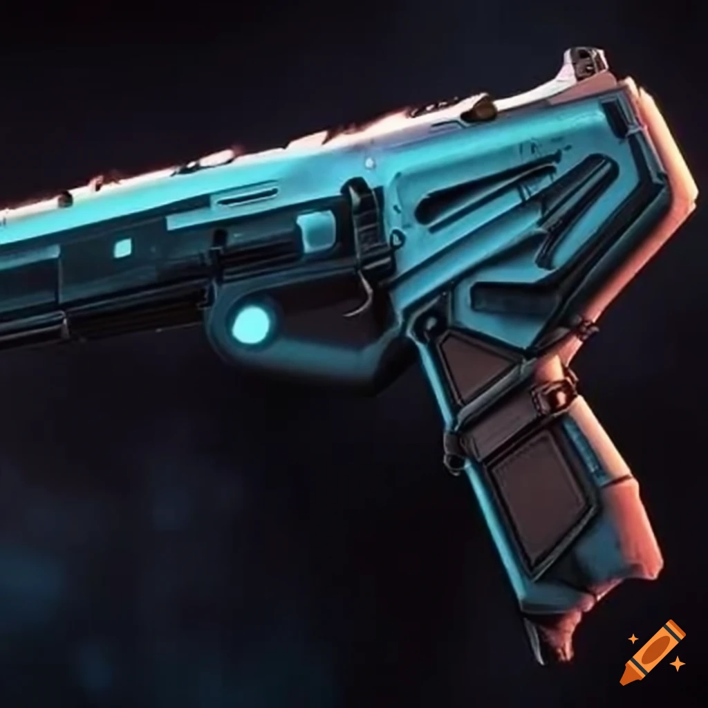 Futuristic pistol with cybernetic technology on Craiyon