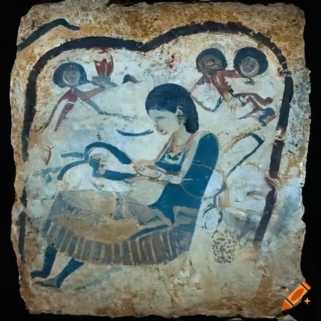 Ancient cave painting depicting a pregnant woman in labor on Craiyon