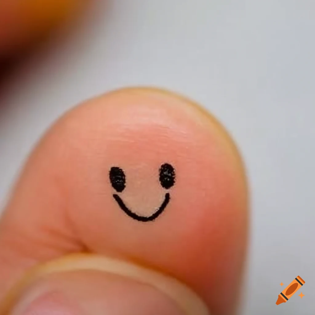 Happy face drawn on a finger on Craiyon