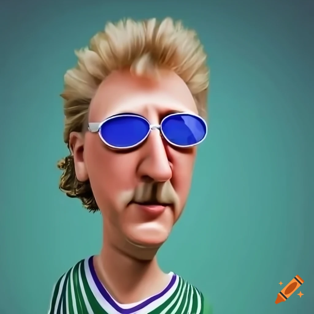 Cartoon character of Larry Bird shooting a three-point jumpshot with ...