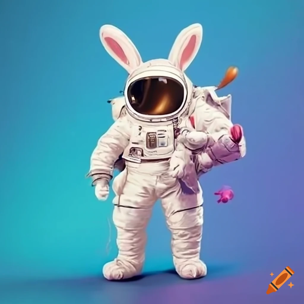 Easter bunny astronaut in space on Craiyon