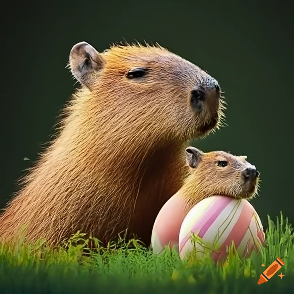 Easter greetings with capybaras on Craiyon