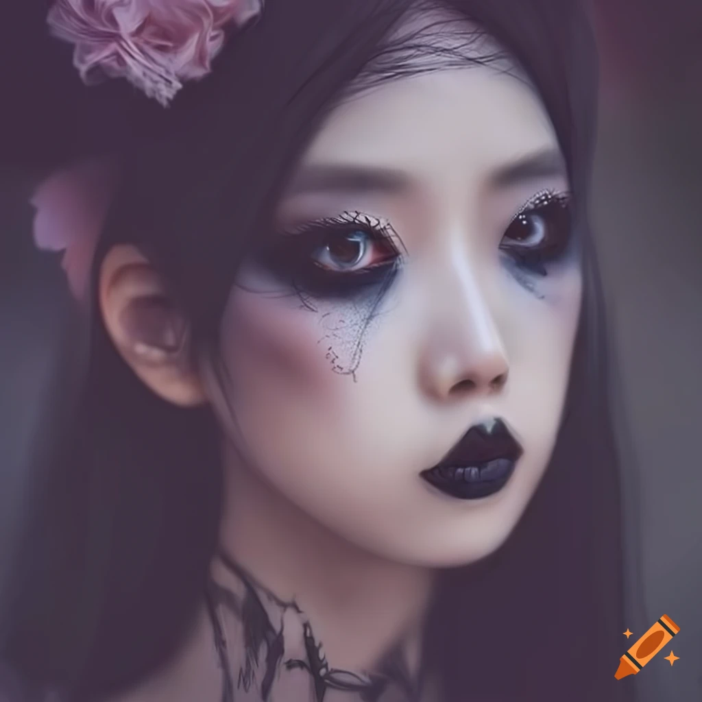 Cute Korean Gothic witch in a realistic style on Craiyon