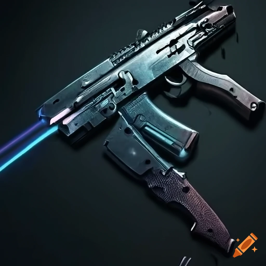 Futuristic pistol with cybernetic enhancements on Craiyon