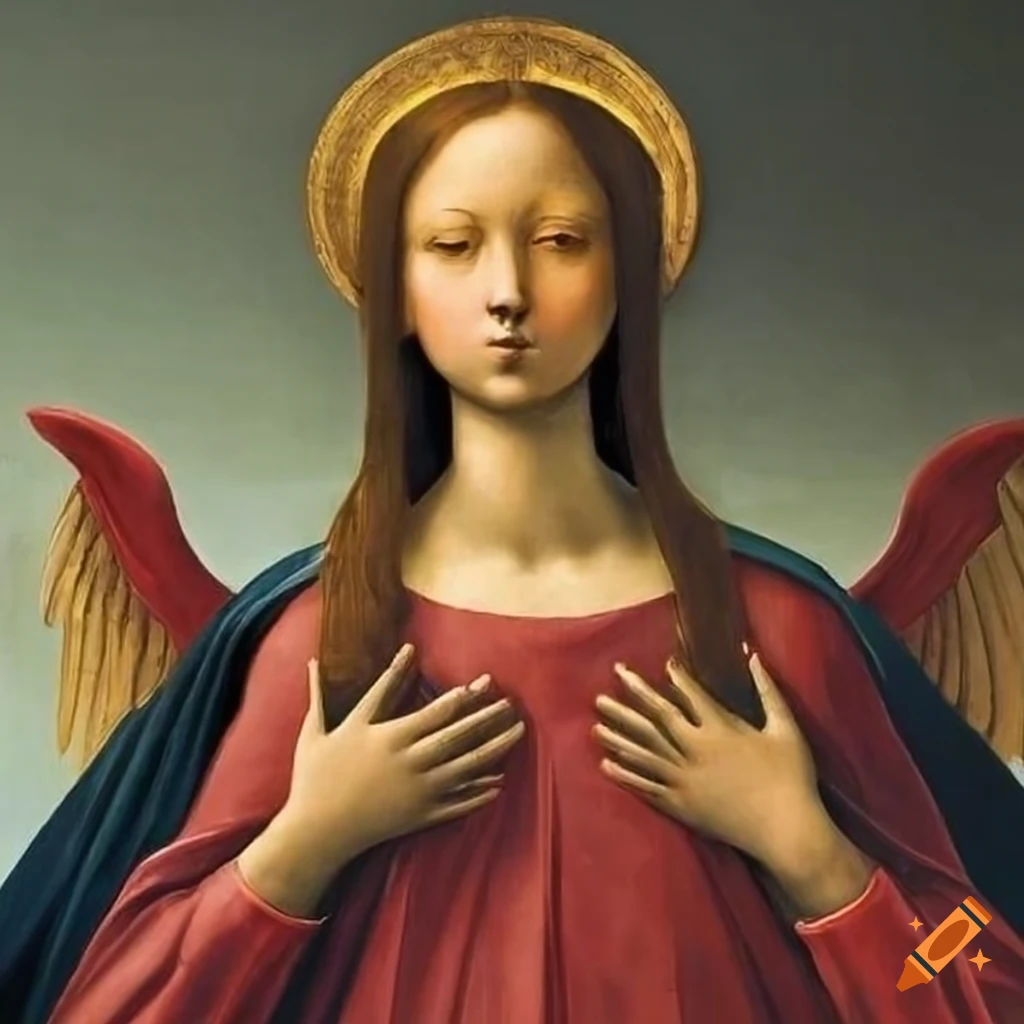 Renaissance style altarpiece depicting angels with oil paints on Craiyon