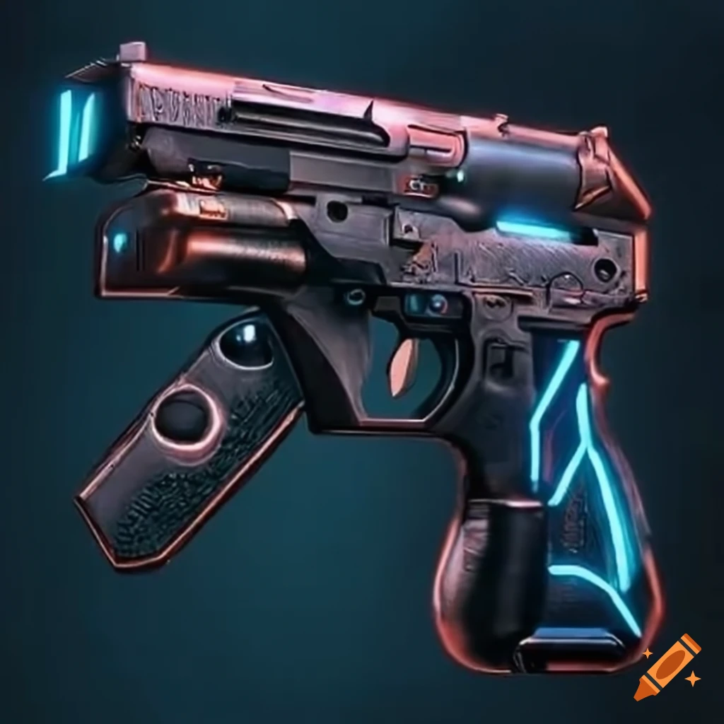 Futuristic pistol cybernetics technology concept on Craiyon