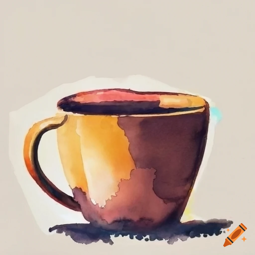 Watercolor painting of a mug of coffee on Craiyon