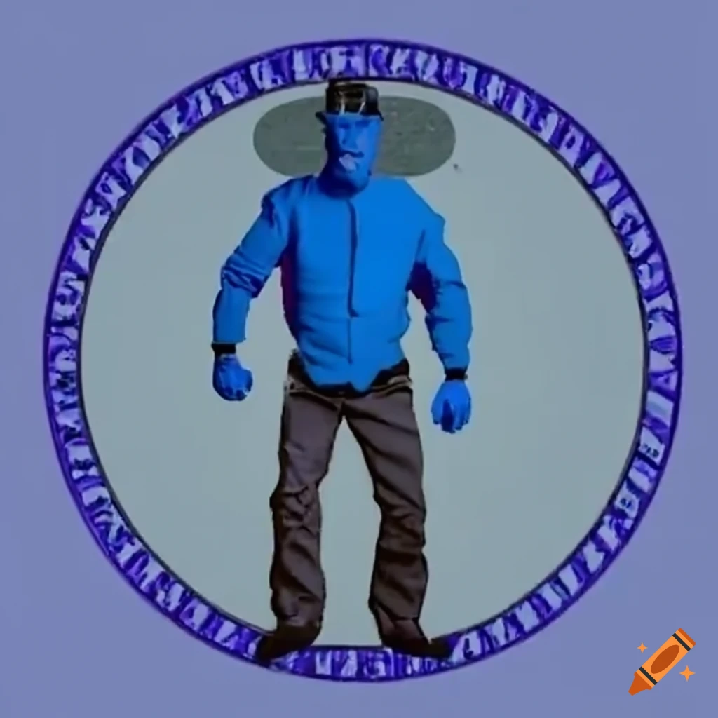 Blue man resembling an fbi agent in a vhs style on Craiyon