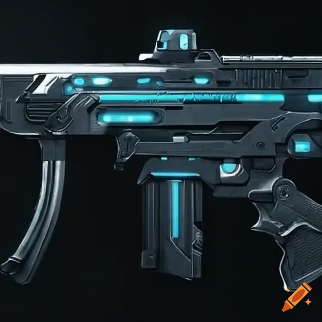 Futuristic cybernetic pistol weapon technology on Craiyon