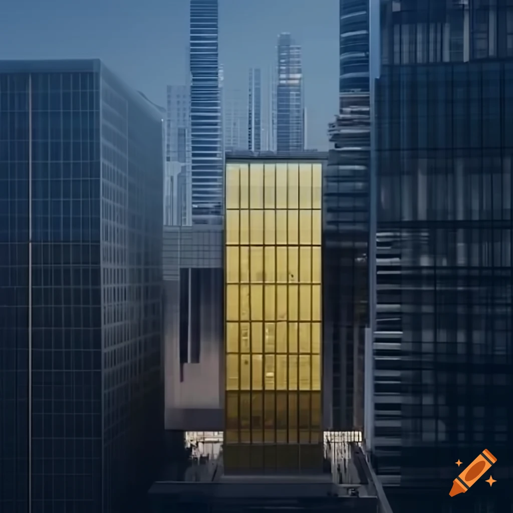 Hyper realistic solid gold office building in 4K resolution on Craiyon