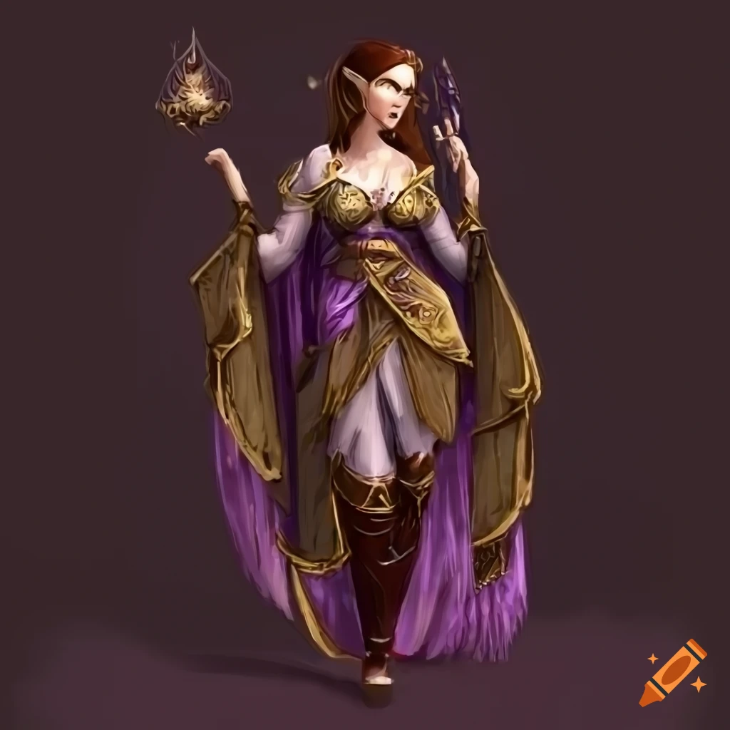 Romano-british half-elf cleric exuding grace and authority in a unique ...