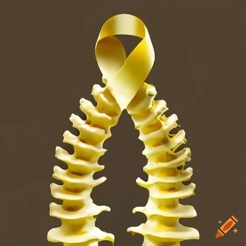 Yellow human spine shaped like a cancer awareness ribbon on Craiyon