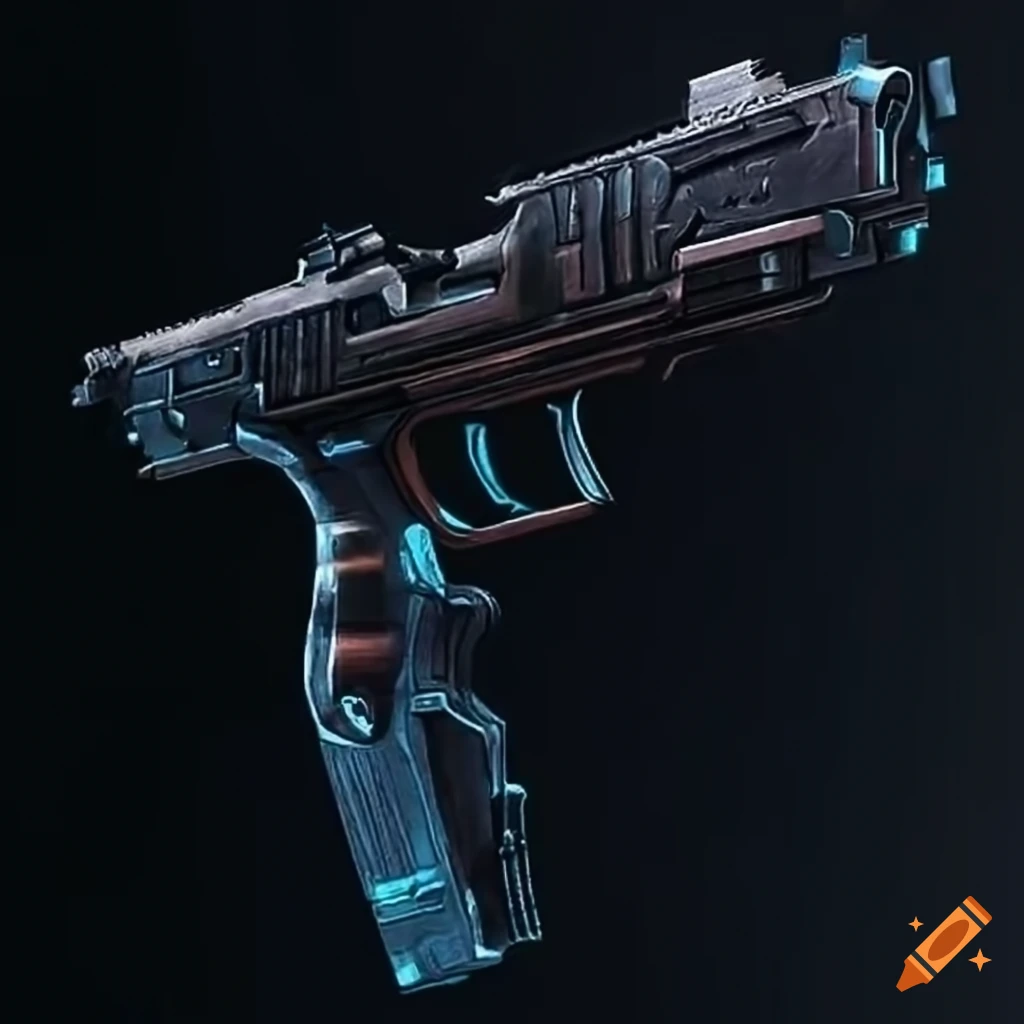 Futuristic pistol cybernetics technology concept on Craiyon