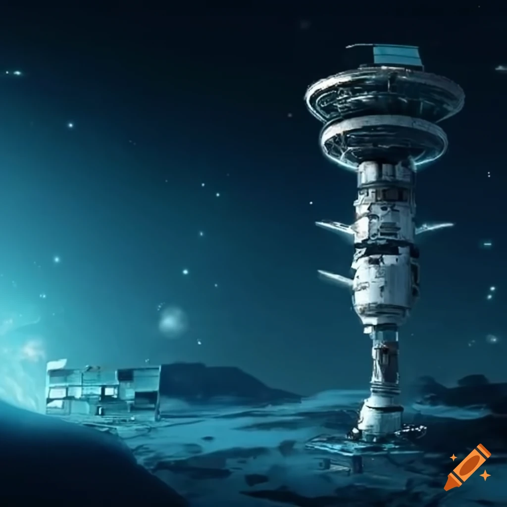 Futuristic cyberpunk space station in orbit on Craiyon