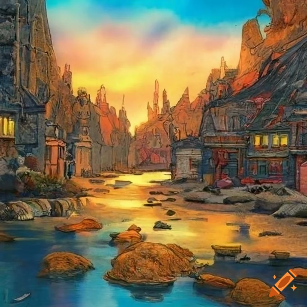 Jeweled landscape with stunning details inspired by James Gurney and ...