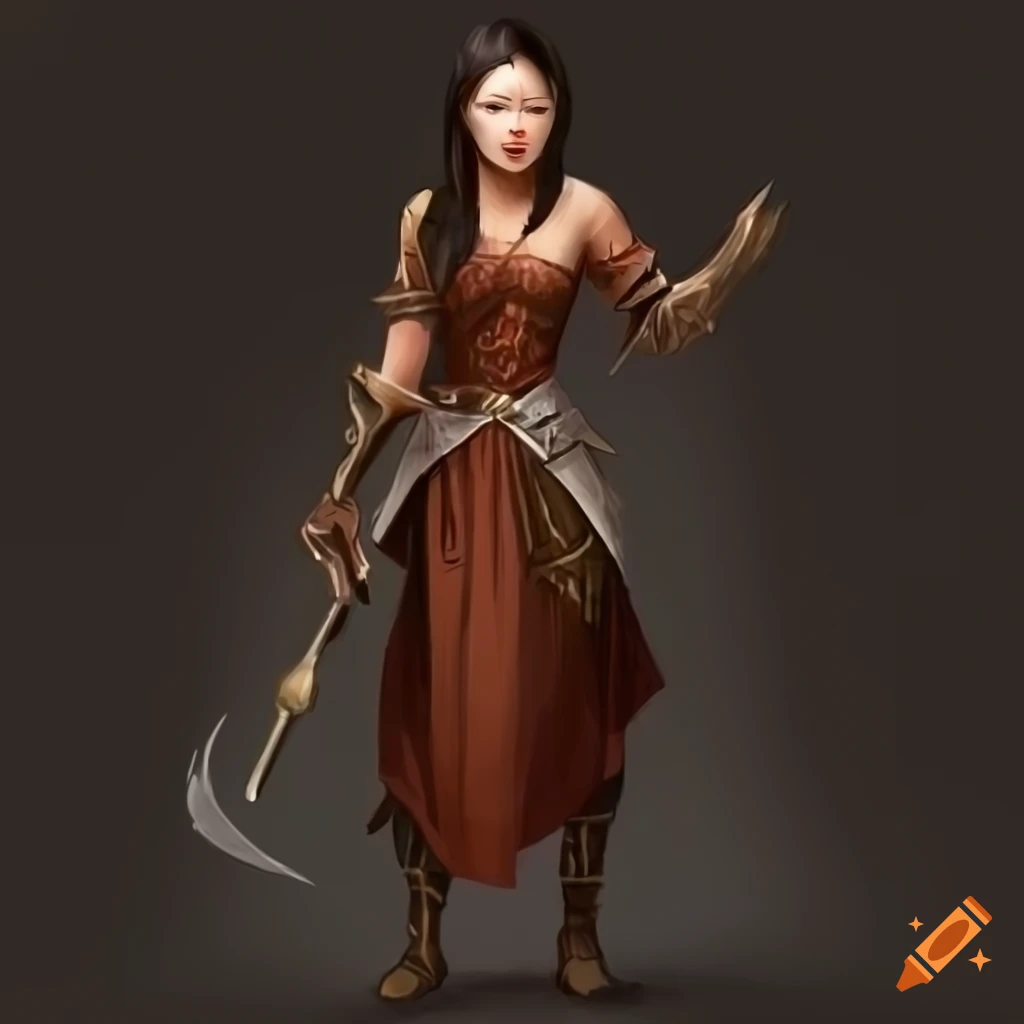 Young woman with copper skin and dark hair dressed as a DND elf ...