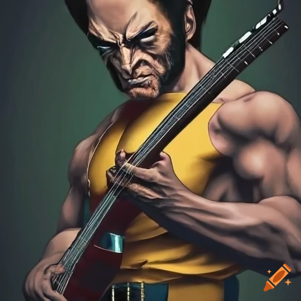 Sad wolverine playing guitar on Craiyon