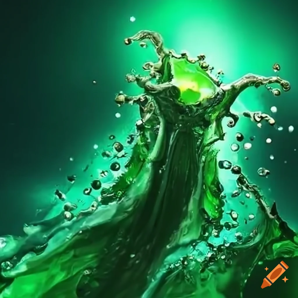 Hierophant green dodging emerald splash attack on Craiyon