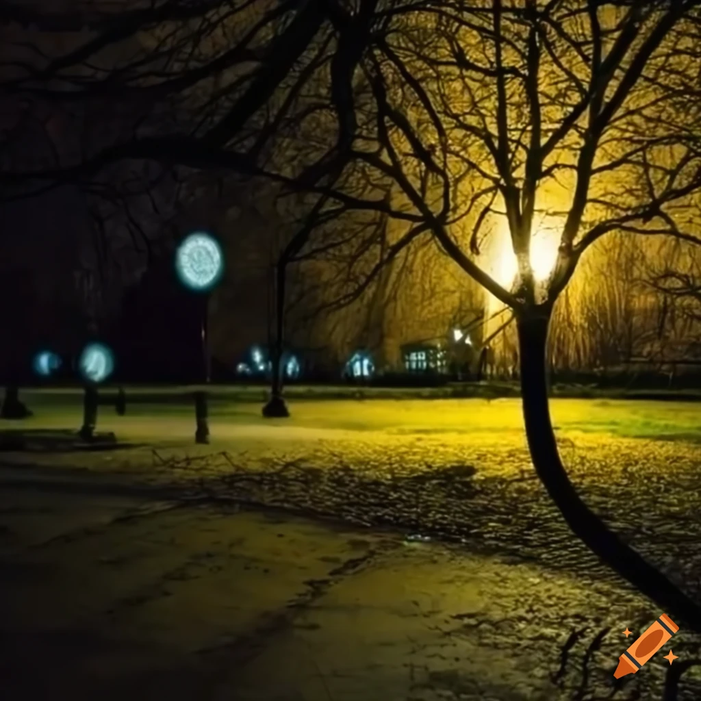 Dimly lit park captured by a low-quality camera on Craiyon