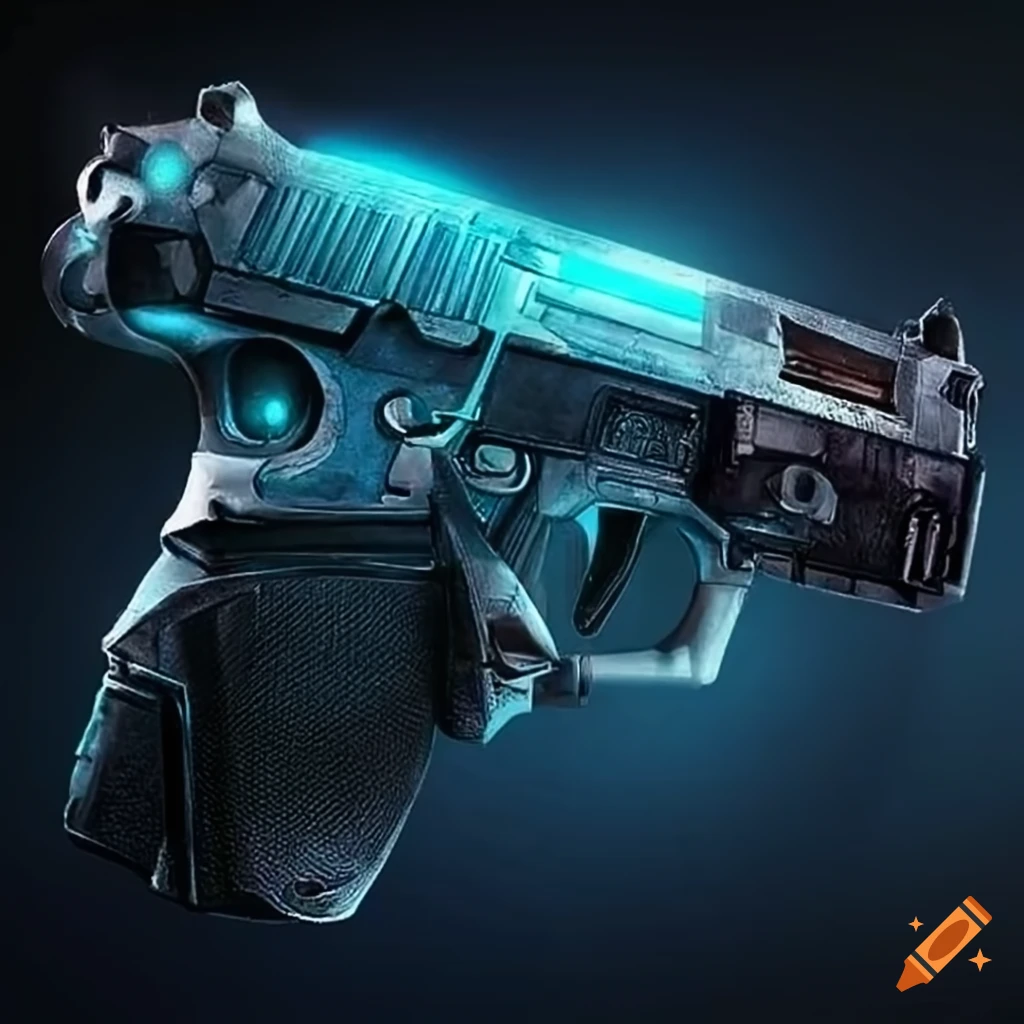 Futuristic pistol cybernetics technology concept on Craiyon