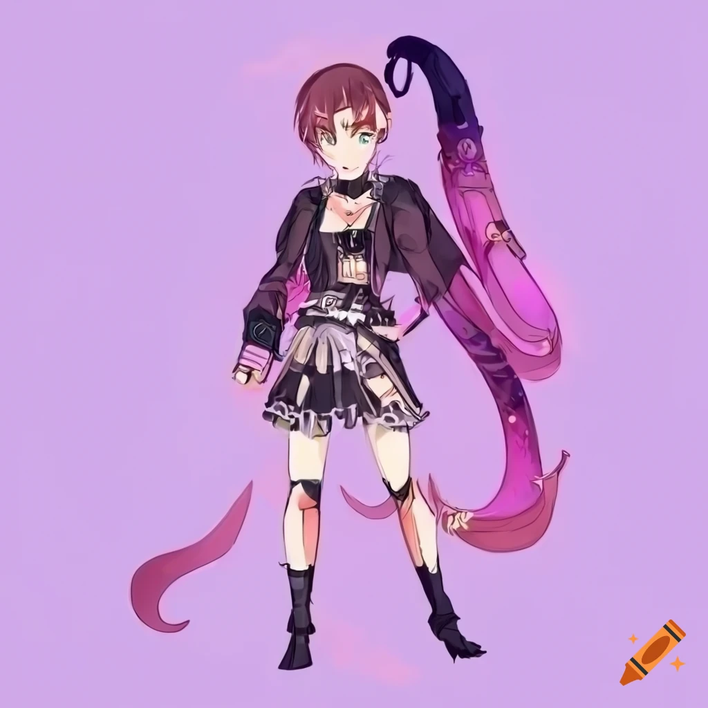 Anime-style character design with detailed outfit on Craiyon