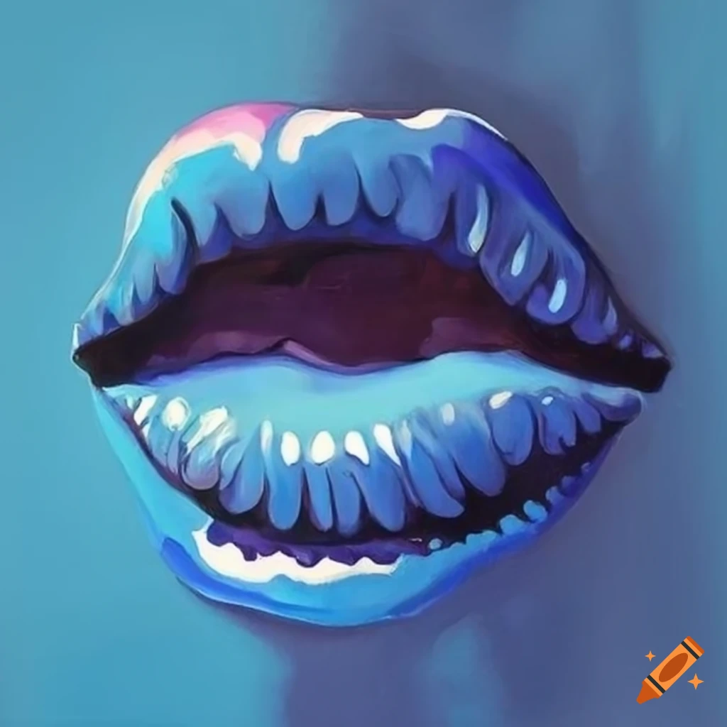 Blue lips painting on Craiyon