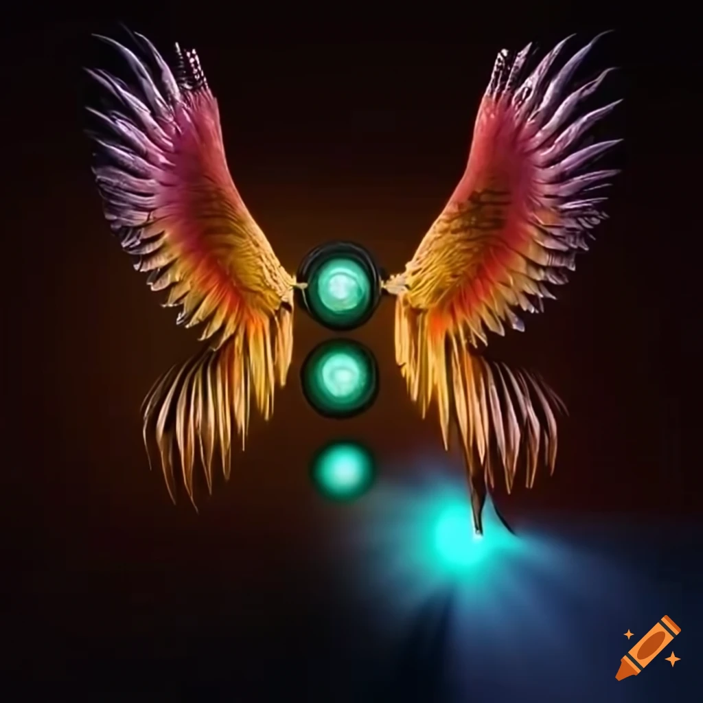 Divine traffic signal with wings and multiple eyes on Craiyon