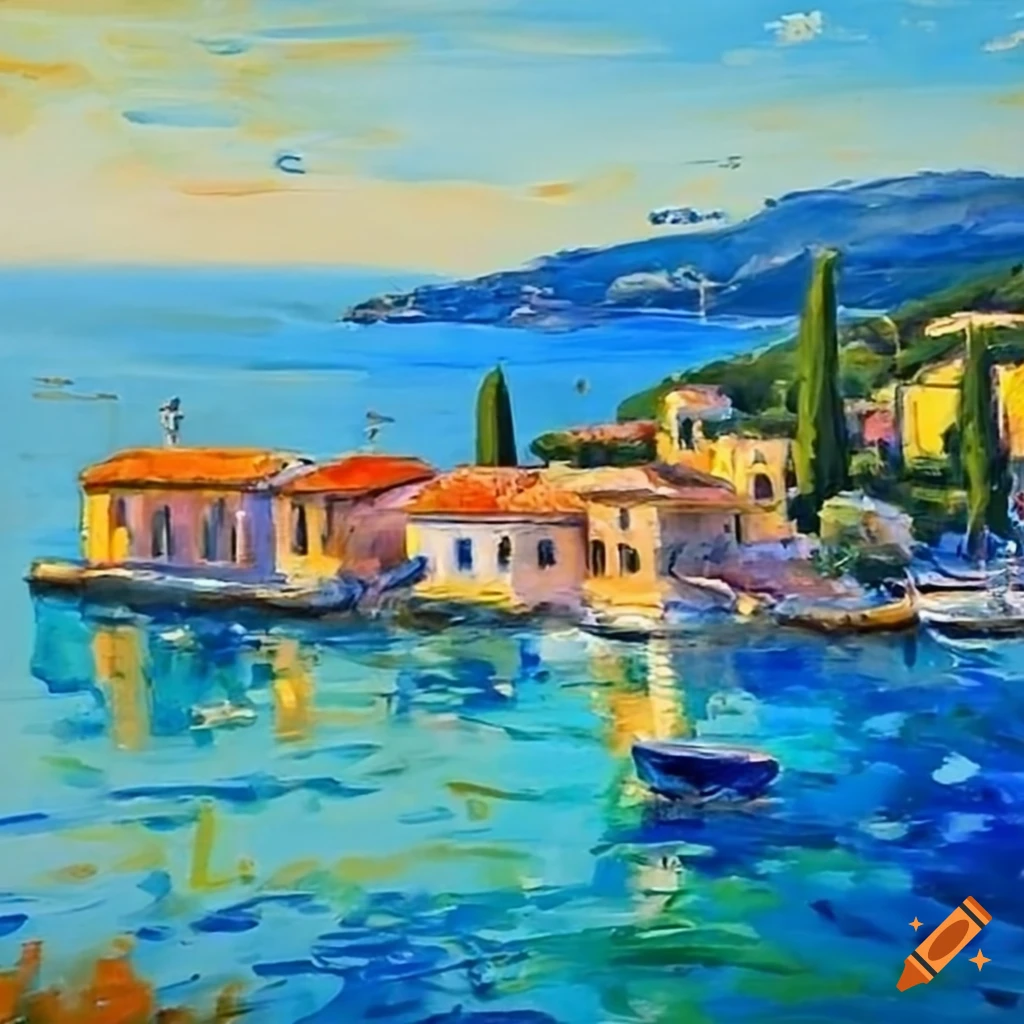 Water painting of corfu on Craiyon