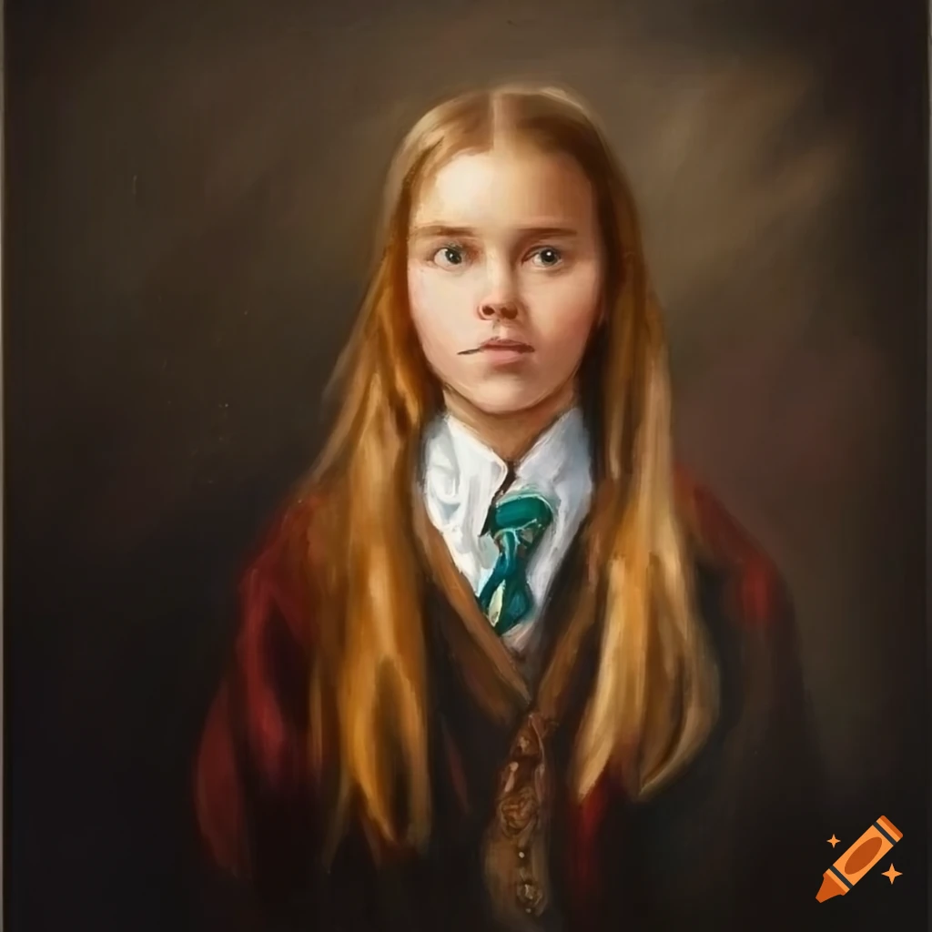 Oil painting of a Hogwarts student portrait on Craiyon