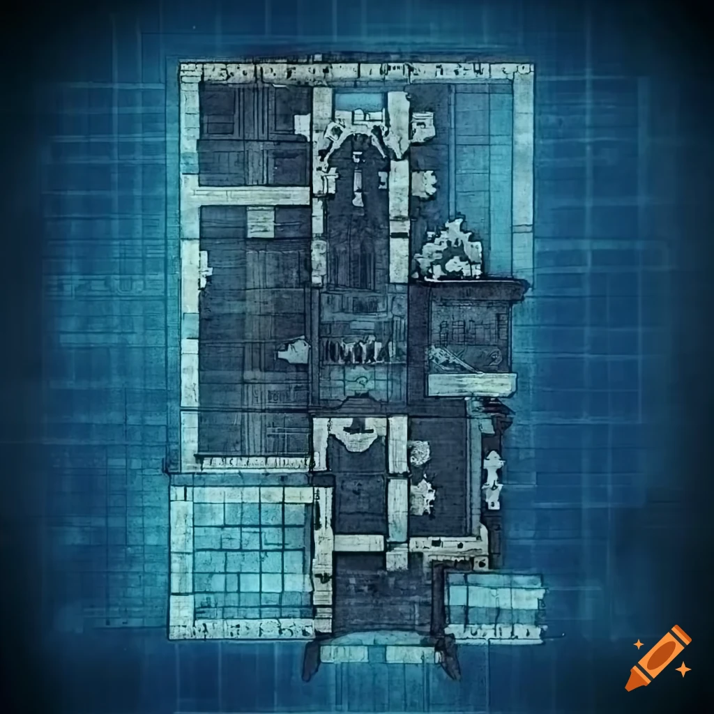 Technical blueprint floor plan of Scottish Castle Eilean Donan for ...
