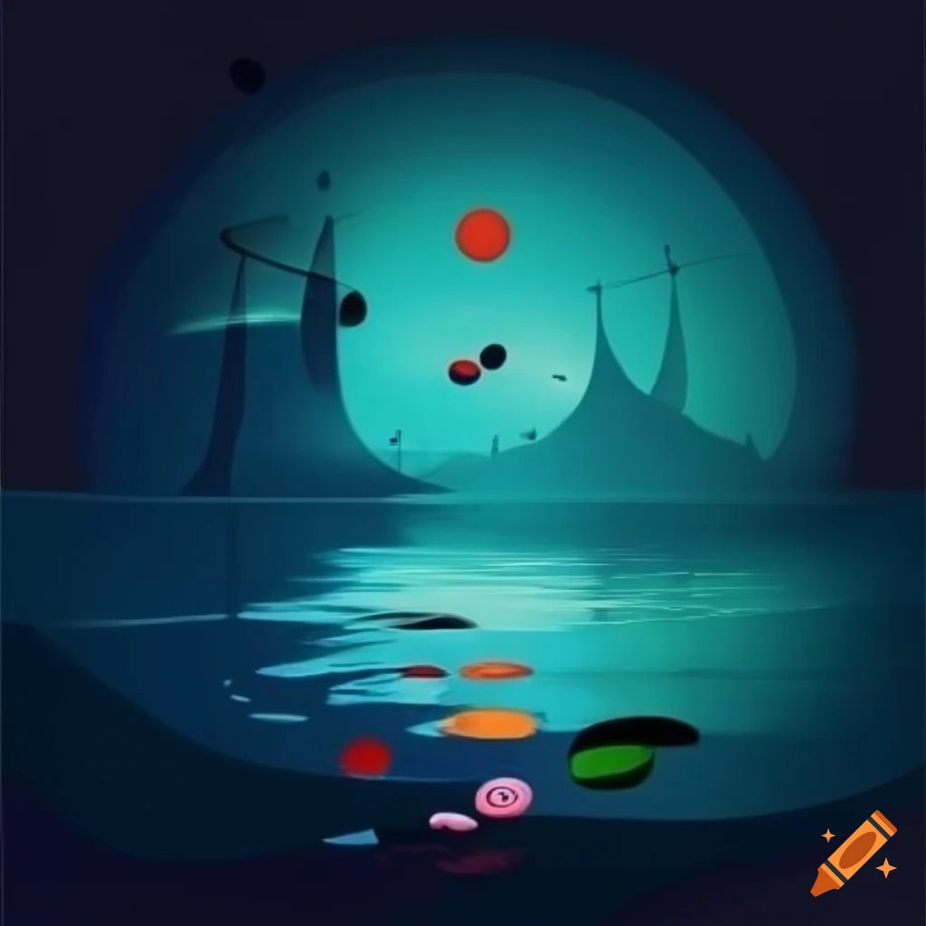 Surreal and abstract flat design with varied strange objects on canvas ...