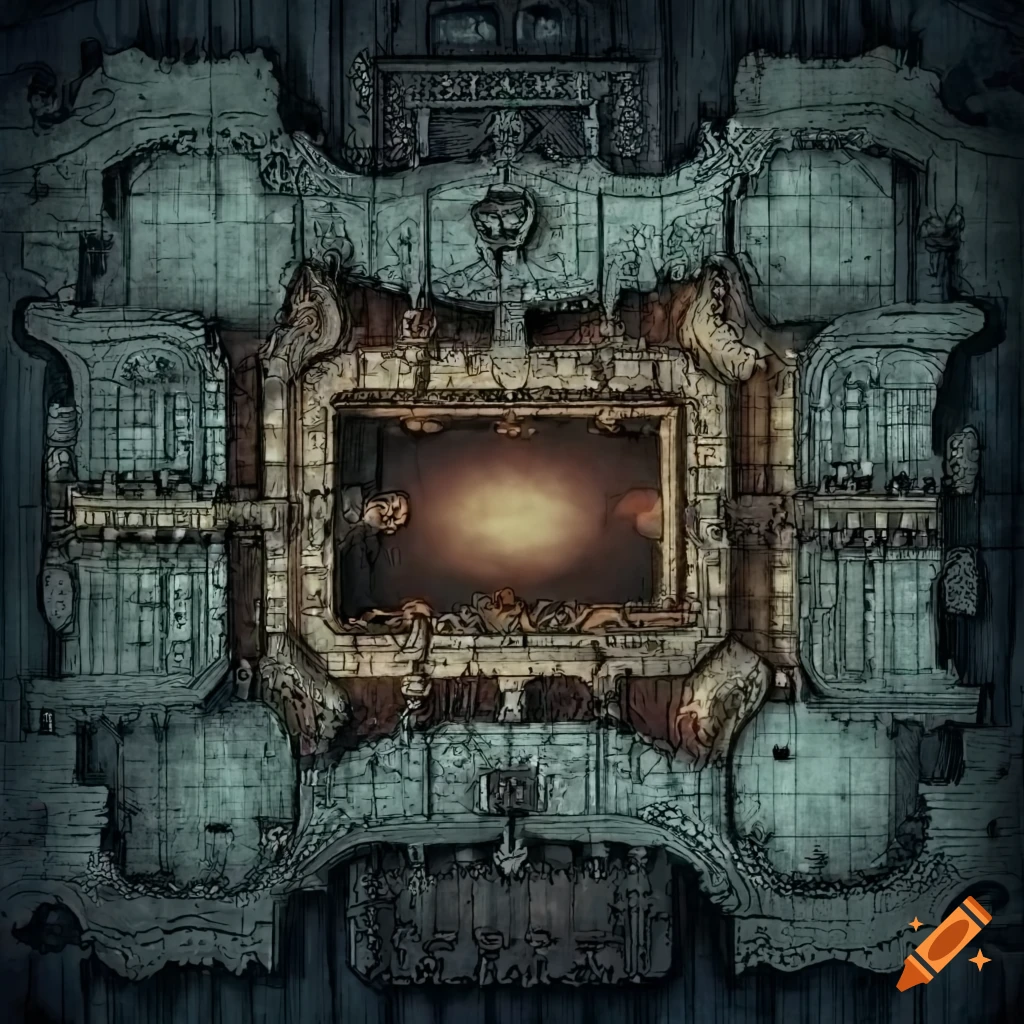 Detailed dnd map of a 17th-century french ballroom inside a castle from ...