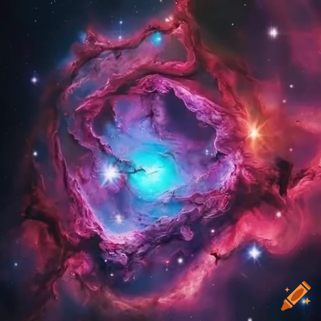 Galaxy, nebula, planet with blasts near a tree on Craiyon