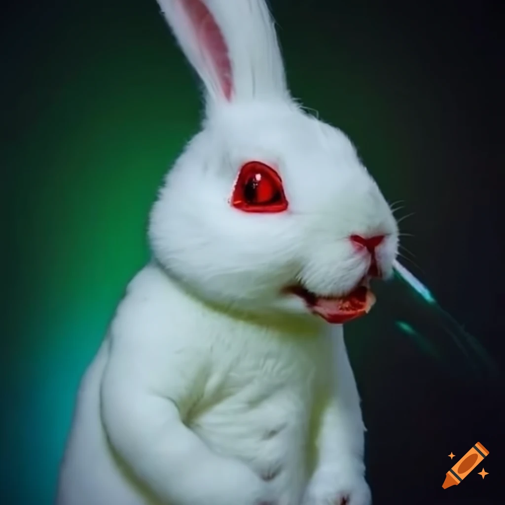 Psychedelic Easter bunny smokes Marihuana bong on Craiyon