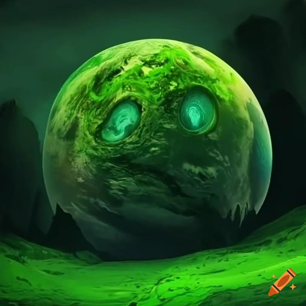 Spooky green planet on Craiyon