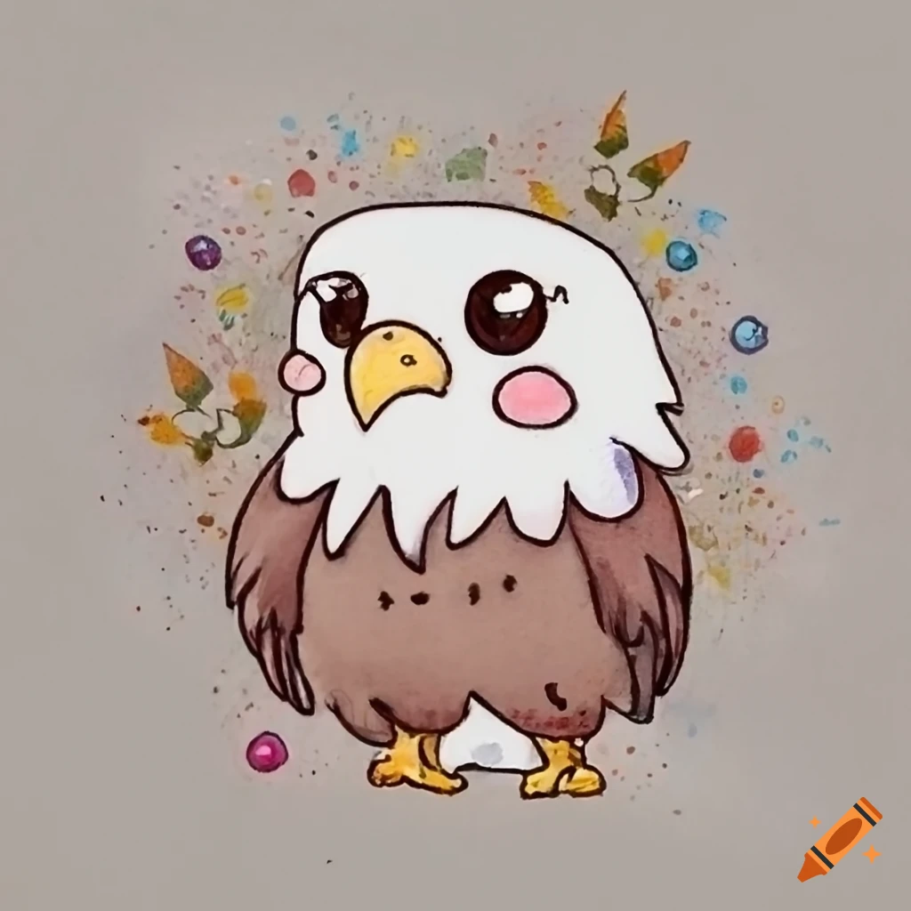 Kawaii chibi bald eagle on Craiyon