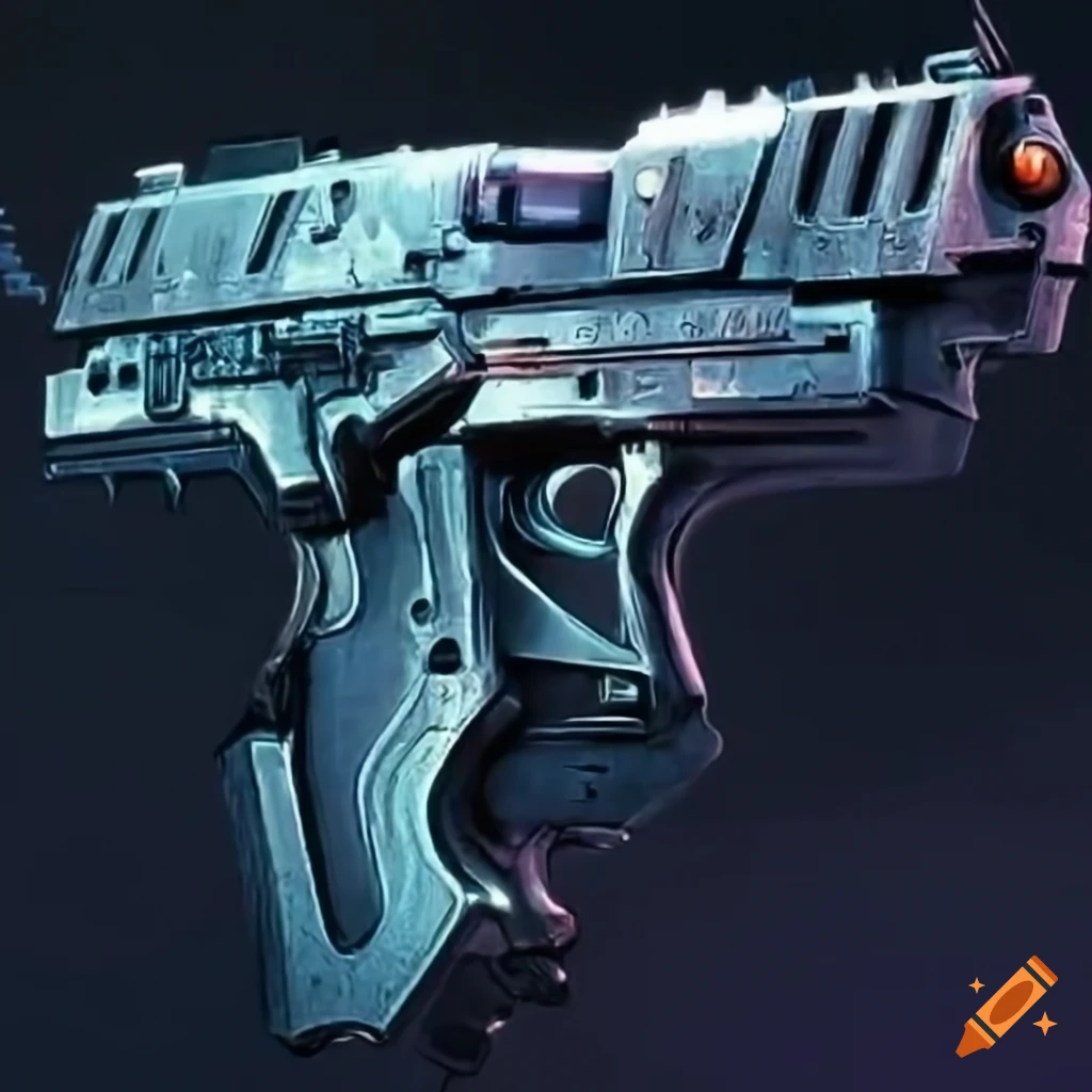 Futuristic cybernetic pistol on Craiyon