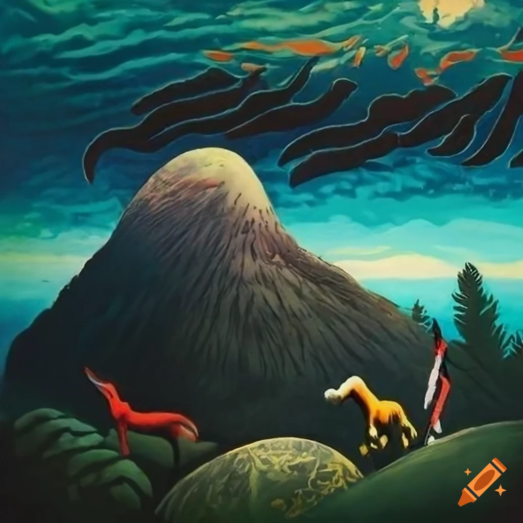 Stormy sky with Islamic Calligraphy, lightning bolts, Salish animal ...