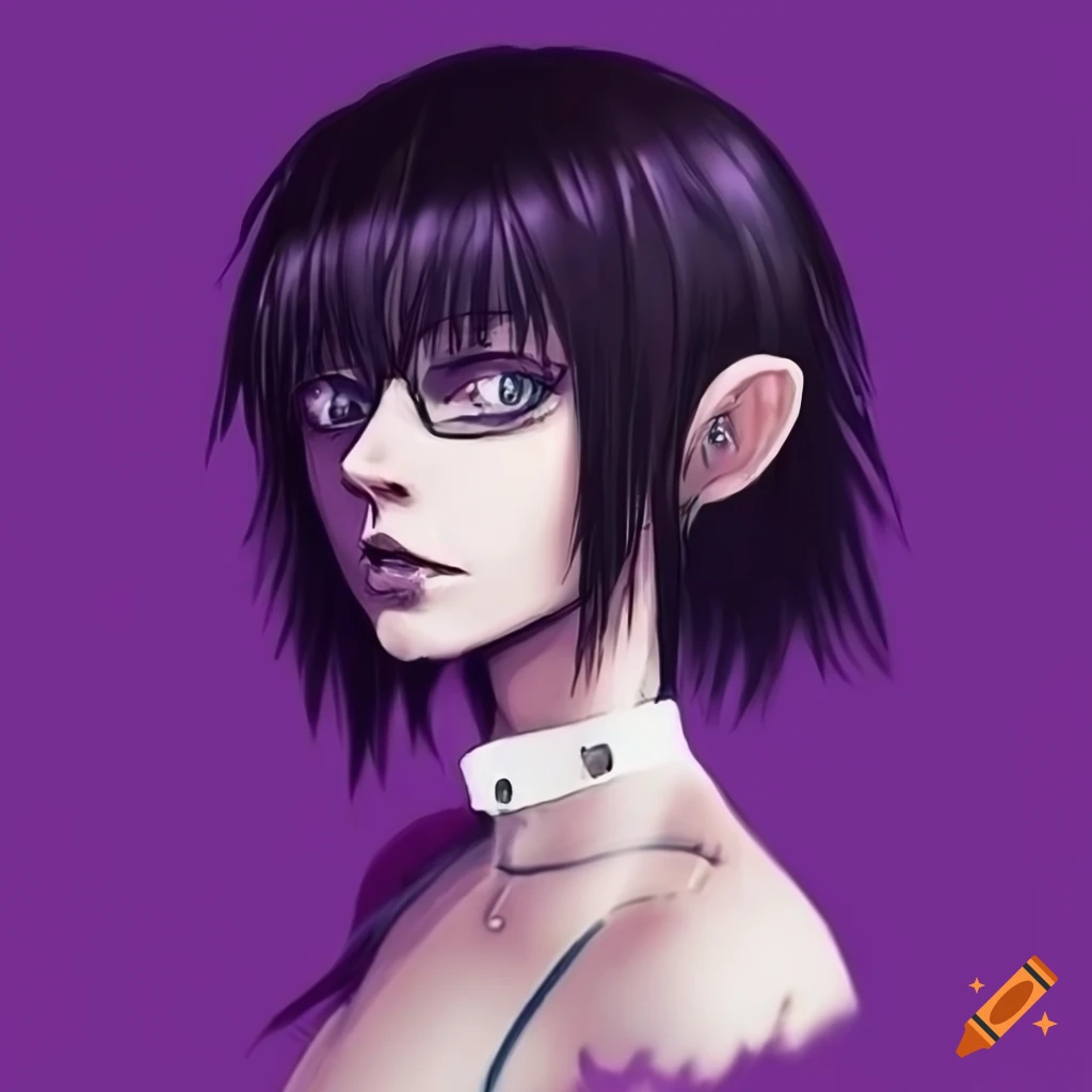 Portrait of a short haired cyclops girl with gray skin in hellsing art ...