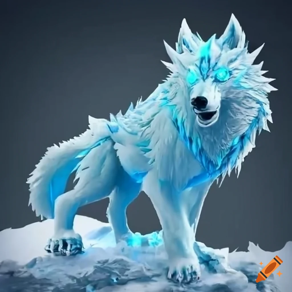 Frost giant elemental wolf spirit made of water and ice on Craiyon