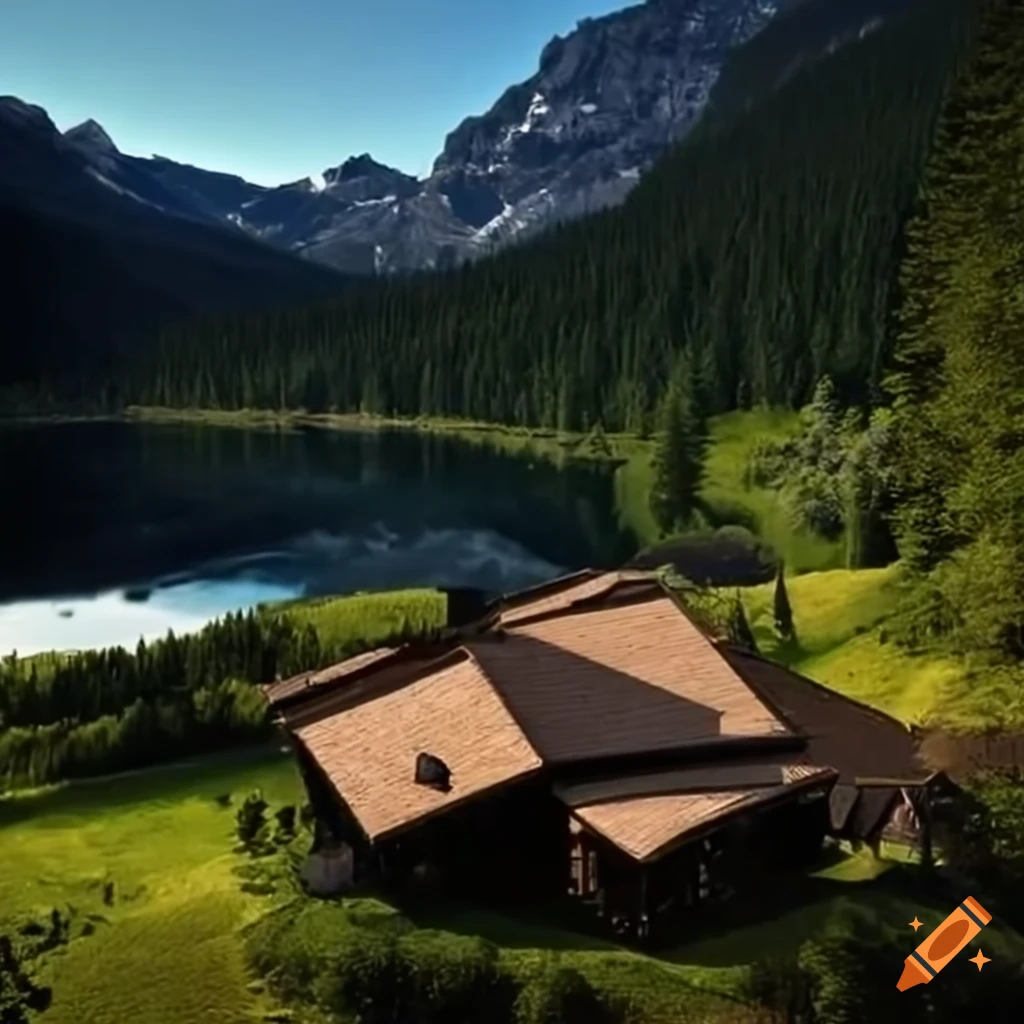 Chalet by the lake on Craiyon