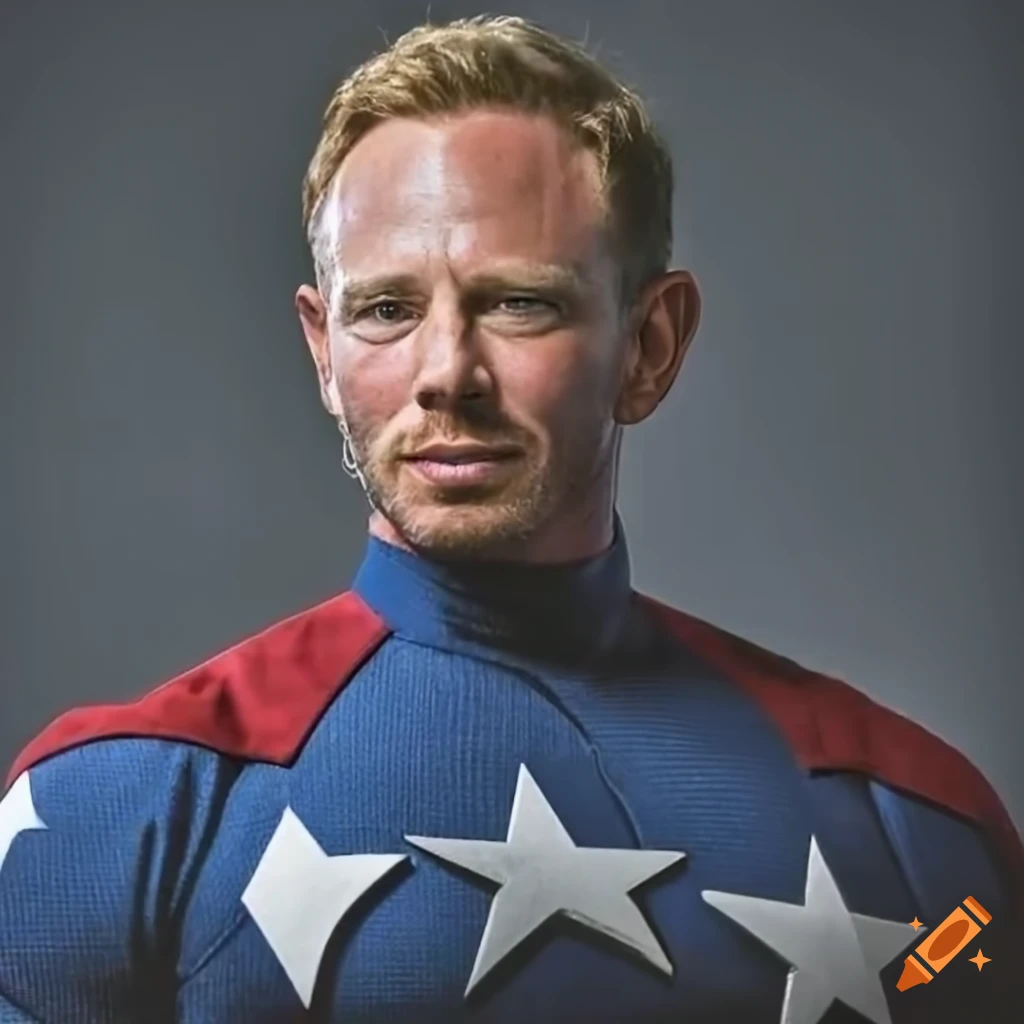 Portrait of actor Ian Ziering as Marvel hero Steve Rogers in World War ...