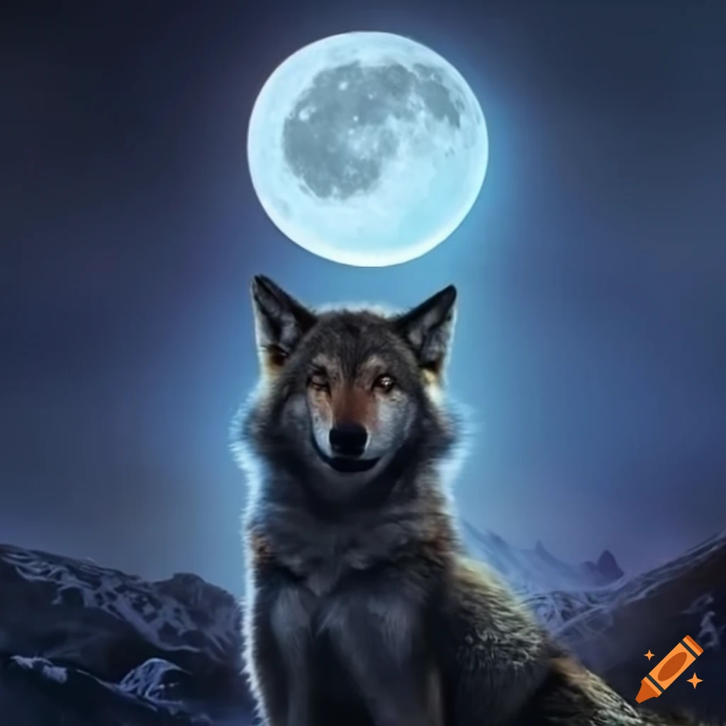 Wolf howling at the moon on Craiyon