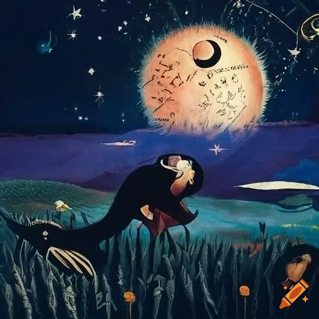 Stone lithograph of a celestial observatory with astral maps and ...