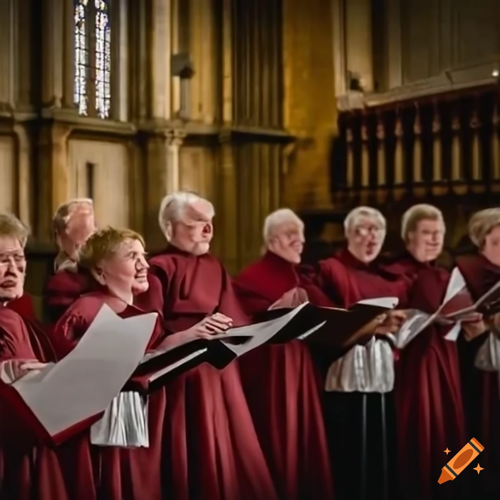 Traditional welsh choir singing in a chapel on Craiyon