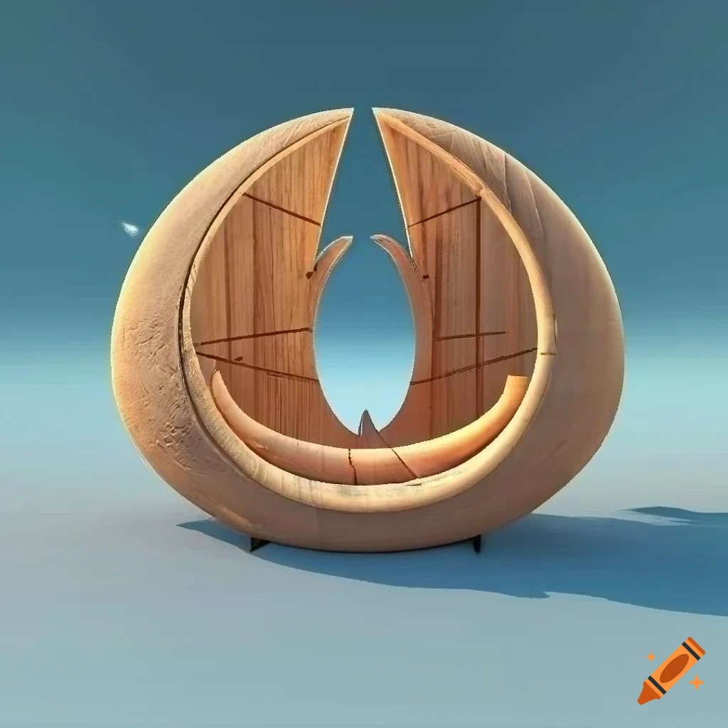 3D render of crescent moon-shaped wooden seating structure for two ...
