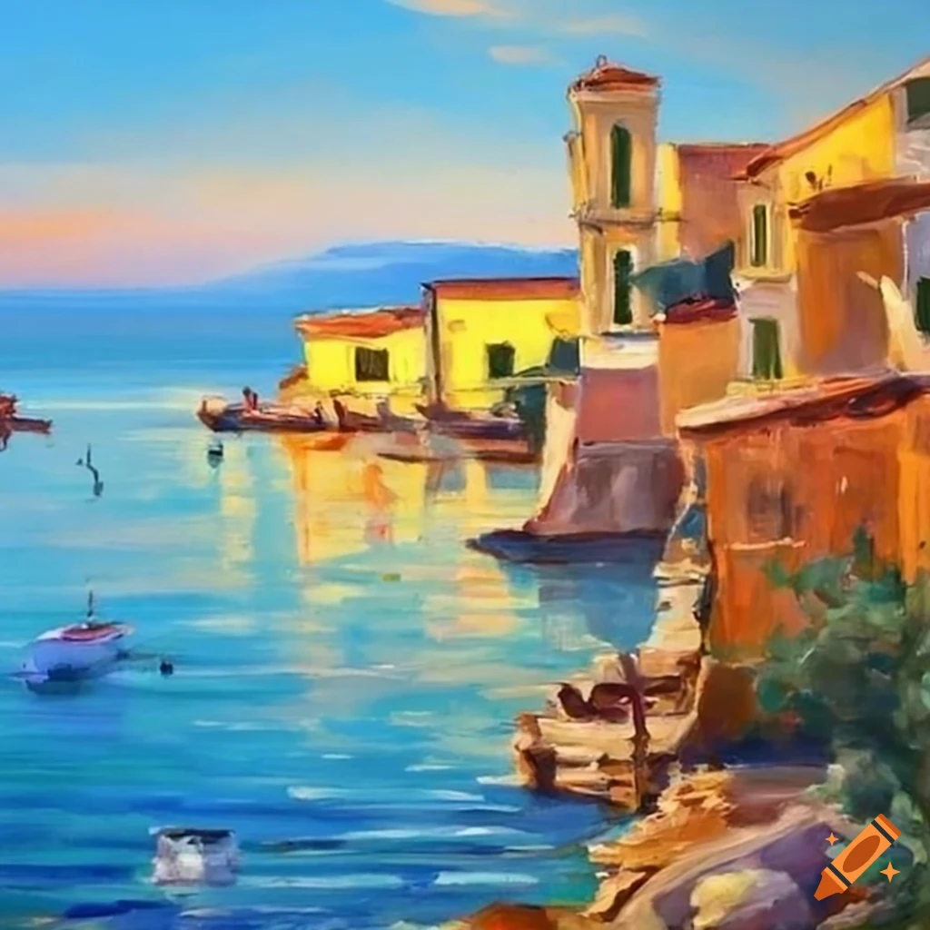 Water painting of corfu on Craiyon